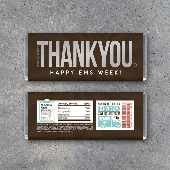 EMS Appreciation Gift – Printable Thank You Candy Bar Wrappers for ...