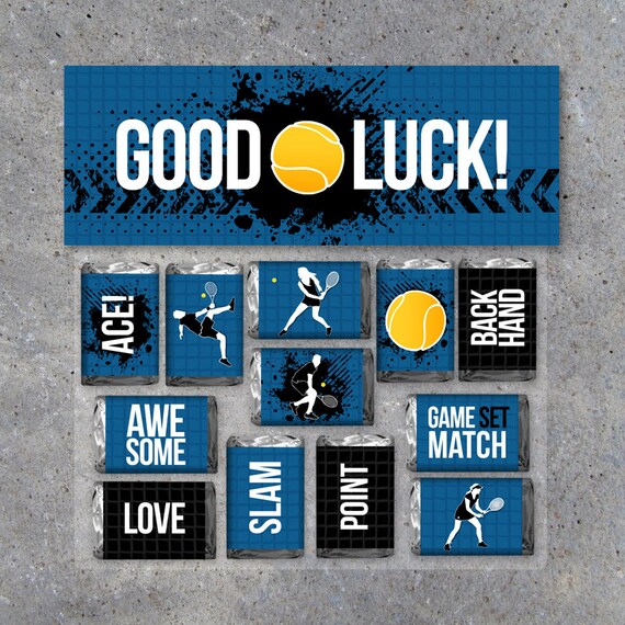 Tennis Mini Candy Bar Wrappers and Matching Treat Toppers featuring ...