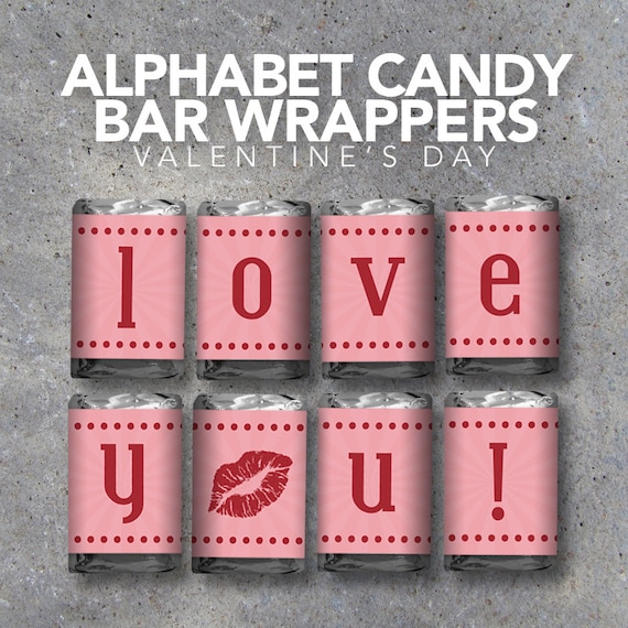 Alphabet Candy Bar Wrappers – Valentine’s Day – Mini Candy Bar Wrappers ...