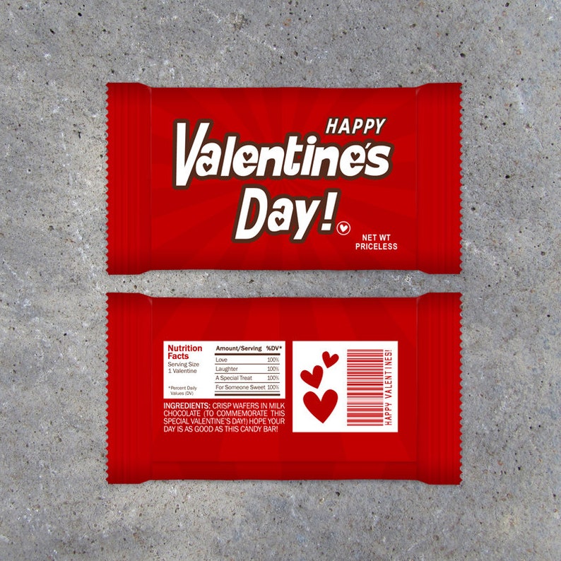 HAPPY VALENTINE'S DAY Candy Bar Wrappers Printable - Etsy