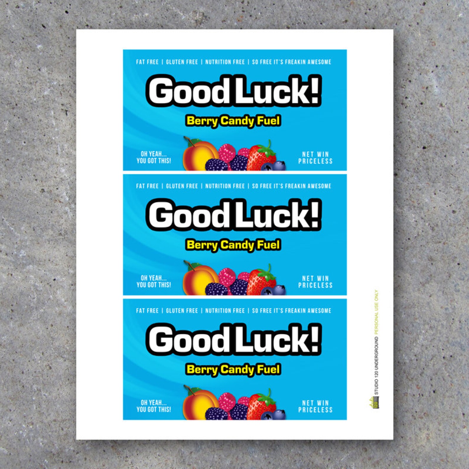 Sports Good Luck Gift Berry Candy Fuel Printable Tags | Etsy