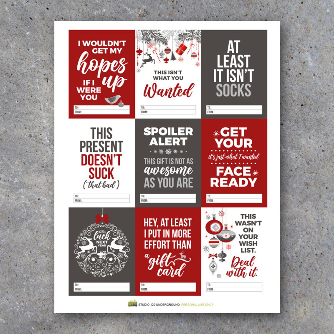 Funny Christmas Gift Tags Printable Instant Download Honest Christmas ...