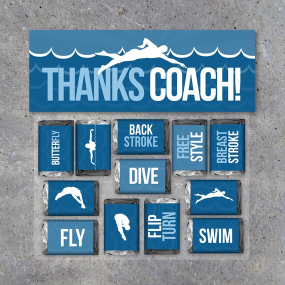 Swimming Coach Thank You Gift – Swimming Mini Candy Bar Wrappers and ...