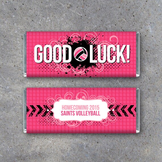 Volleyball GOOD LUCK Candy Bar Wrapper – Printable Personalized Hershey ...