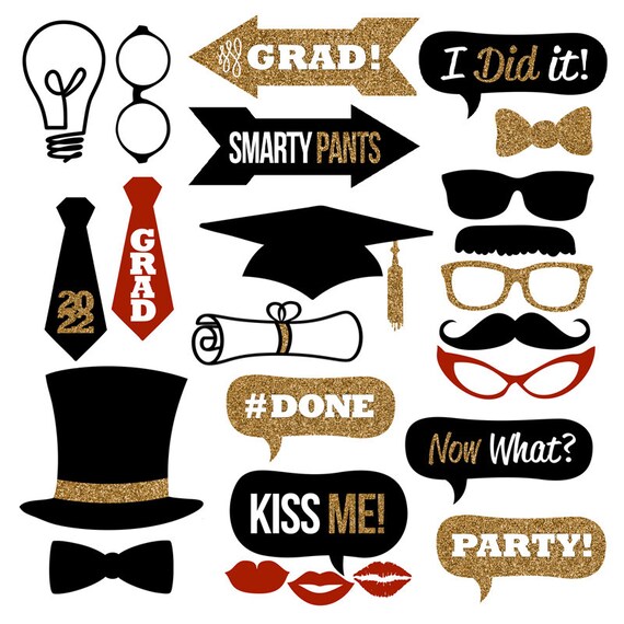 Graduation 2022 Photo Booth Props Printable Files PDF Instant 