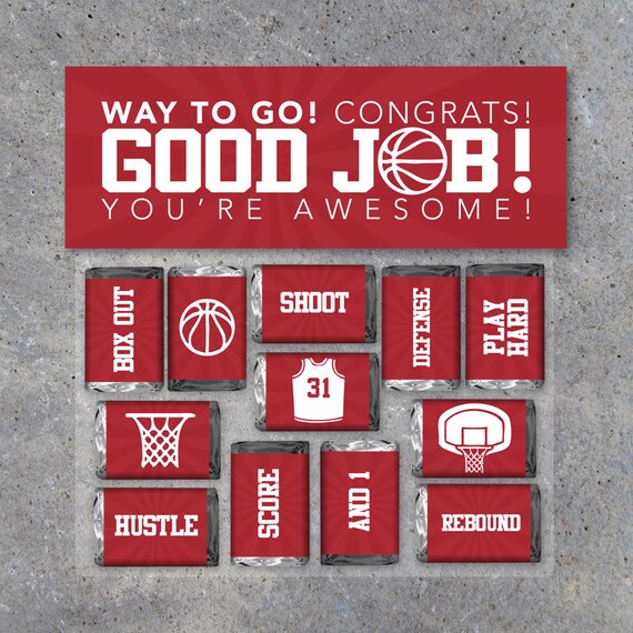 Basketball GOOD JOB! Gift – Printable Basketball Mini Candy Bar ...