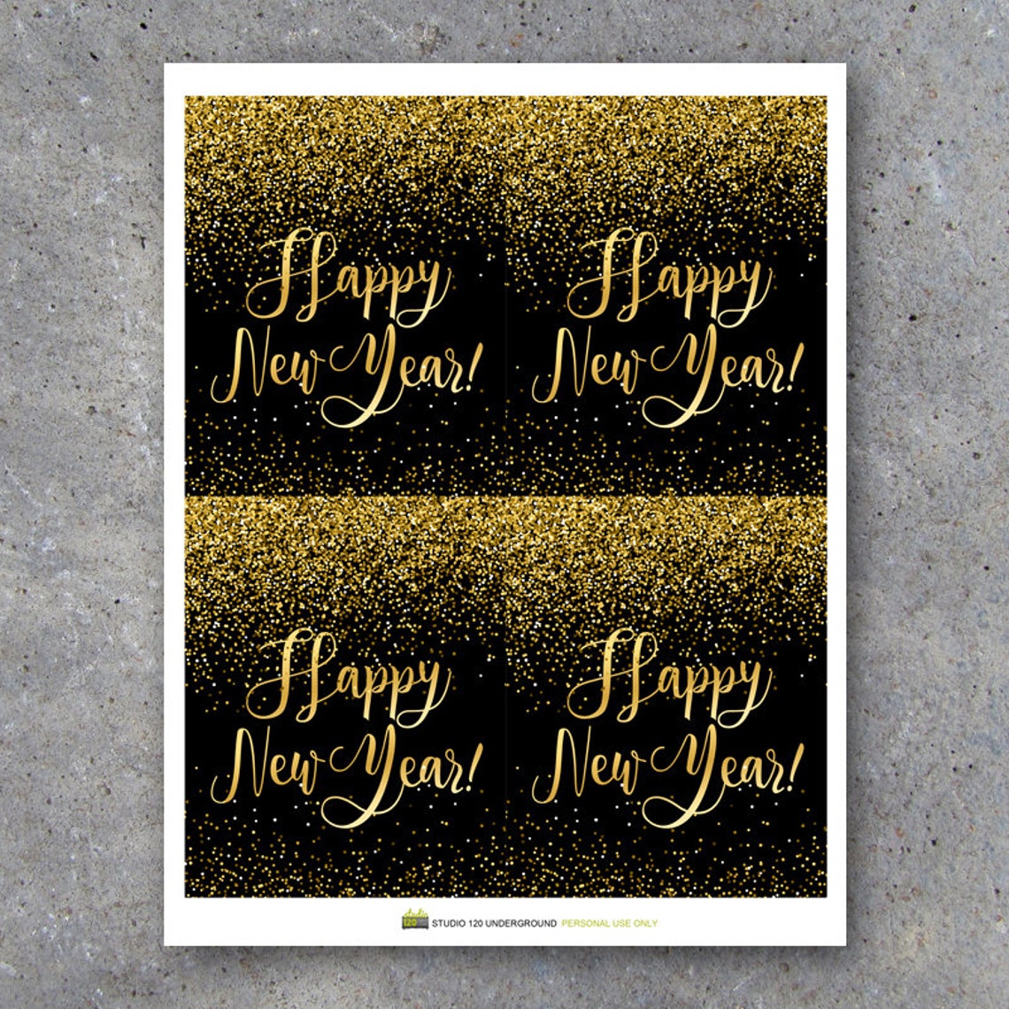 Happy New Year Champange Labels Printable Gold Glitter Wine | Etsy