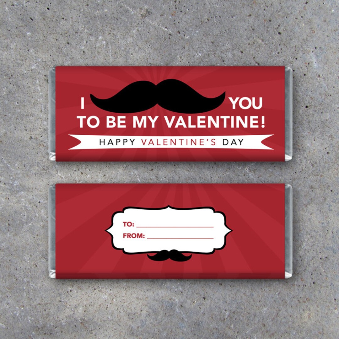 Valentines Day Candy Bar Wrappers Printable Instant Downloads Mustache ...