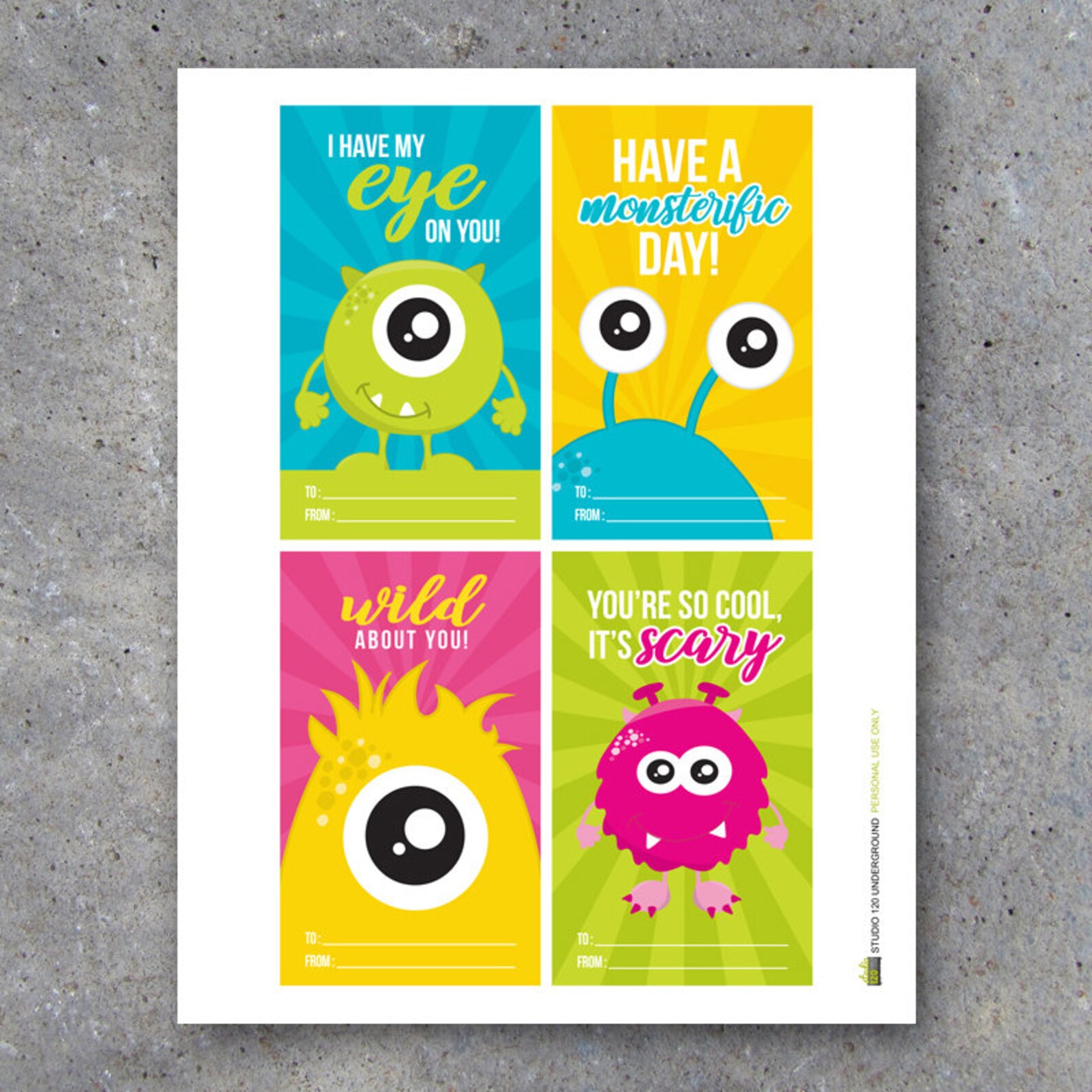 Monster Valentine's Day Card for Kids Printable - Etsy