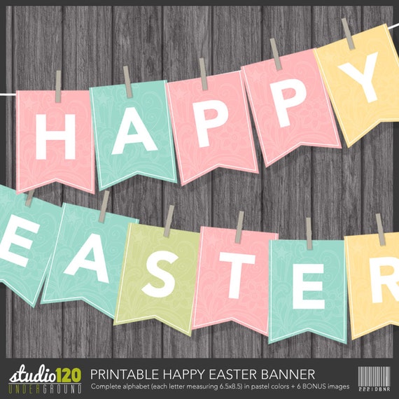 Happy Easter Banner – Instant Download Printable File – Easter Party ...