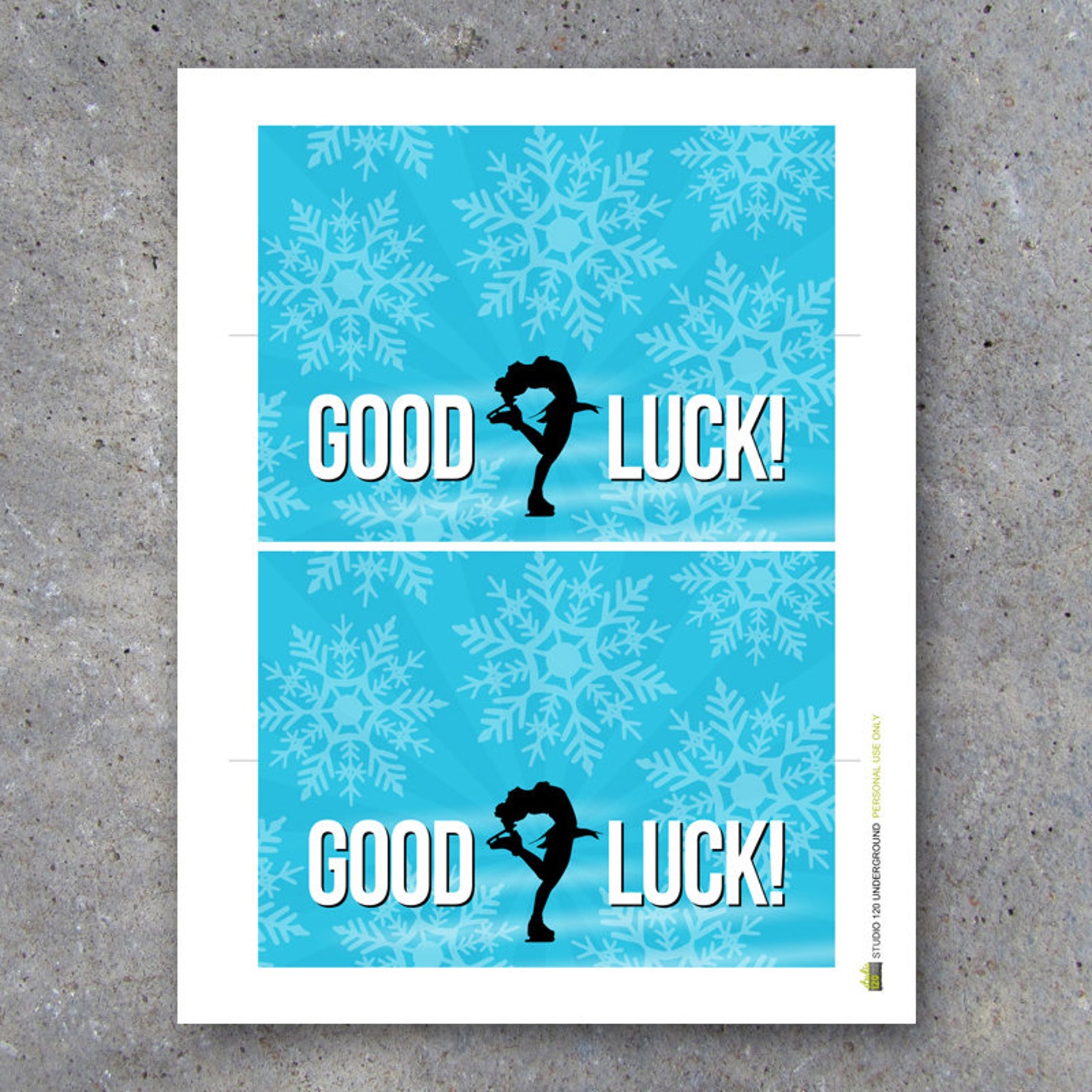 Figure Skating GOOD LUCK Gift Printable Ice Skating Mini | Etsy