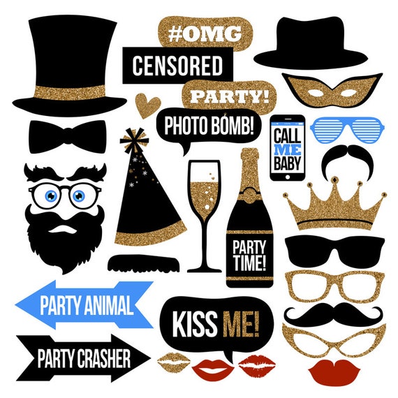 Party Photo Booth Props Collection - Printable Instant Download with ...