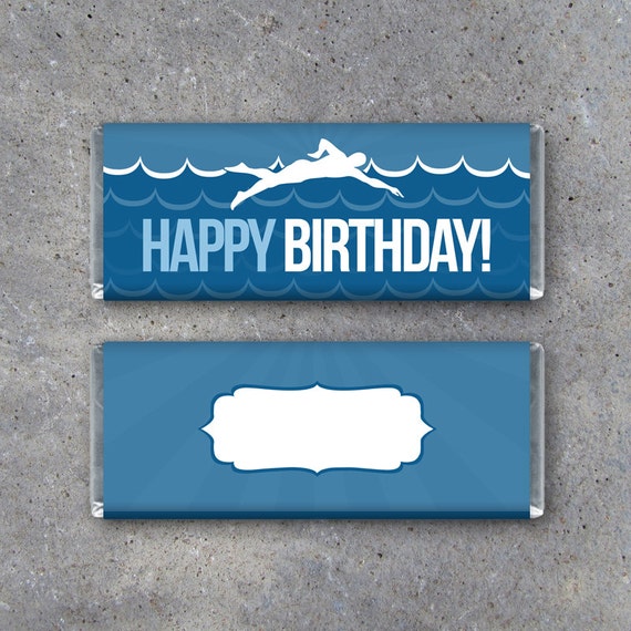 Swimming Happy Birthday Candy Bar Wrapper – Printable Instant Download ...