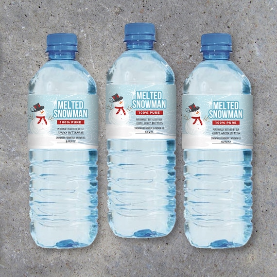 Melted Snowman Water Bottle Label - Printable Instant Download ...