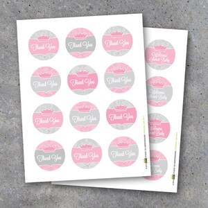 PRINCESS Baby Shower Tags & Cupcake Toppers Instant Download 2 Circles ...
