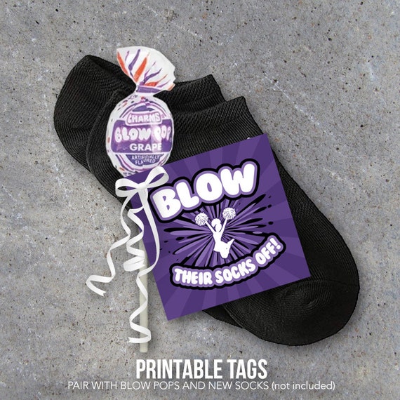 Cheer Good Luck T Purple Blow Their Socks Off Printable Tags To