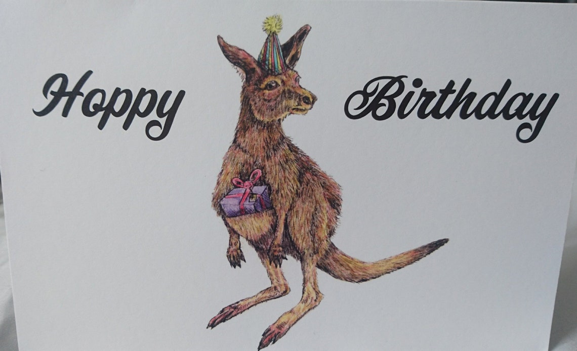 Hoppy Birthday Kangaroo Greetings Card - Etsy