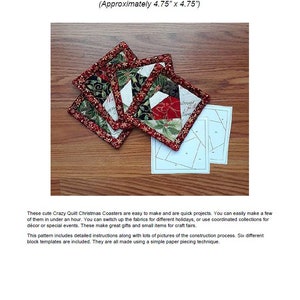 Crazy Quilt Christmas Coasters -- Paper Pieced PDF Patterns, Foundation ...