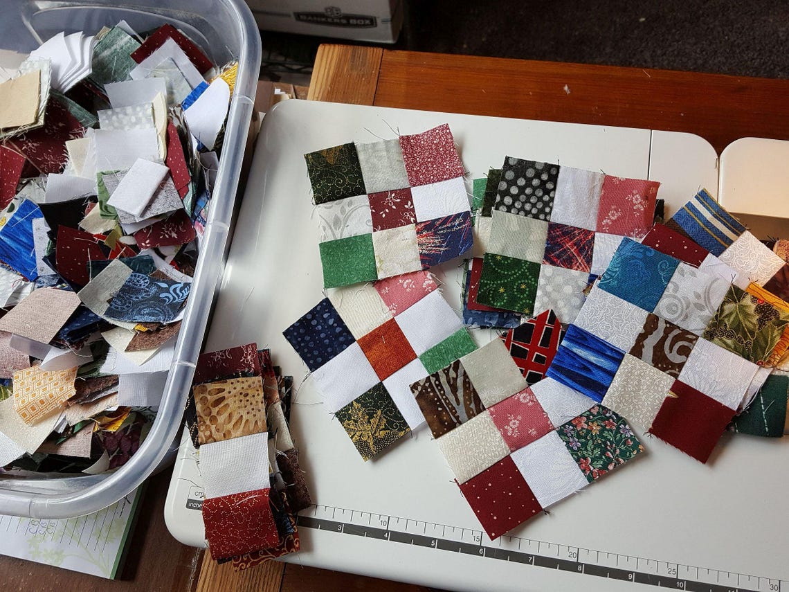 Scrappy 9-patch Nines - Scrap Quilt PDF Pattern Made, Pieced 9-patch ...