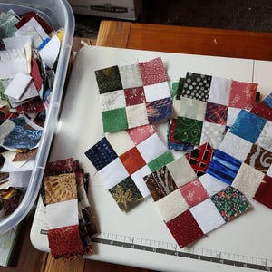 Scrappy 9-patch Nines - Scrap Quilt PDF Pattern Made, Pieced 9-patch ...