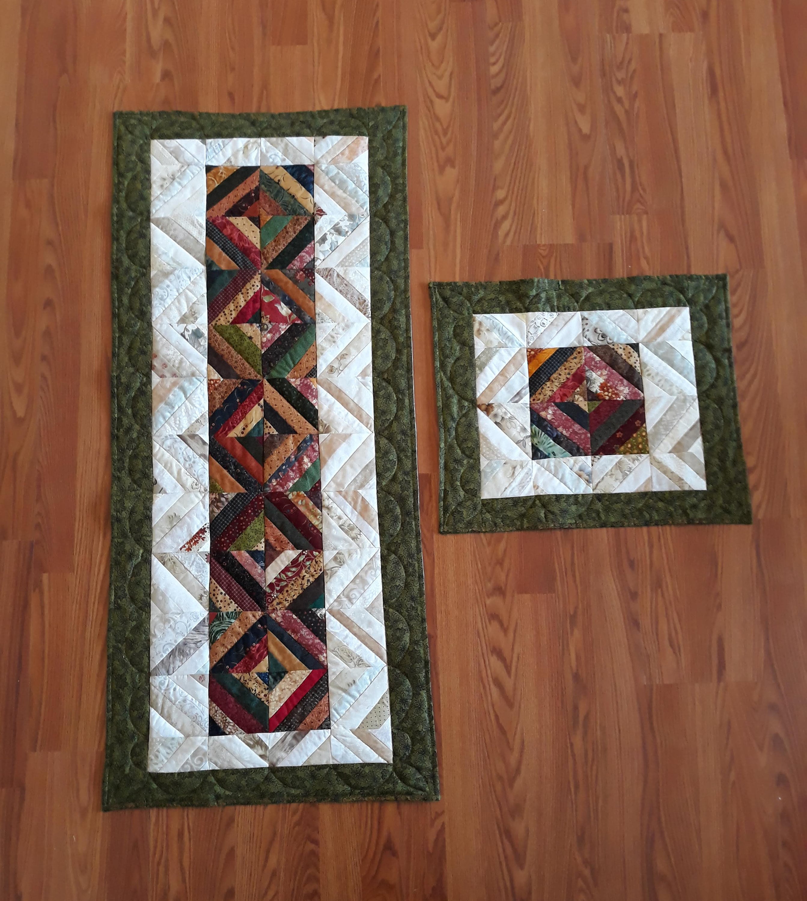 Scrappy String-pieced Quilted Table Runner and Table Topper PDF Pattern ...
