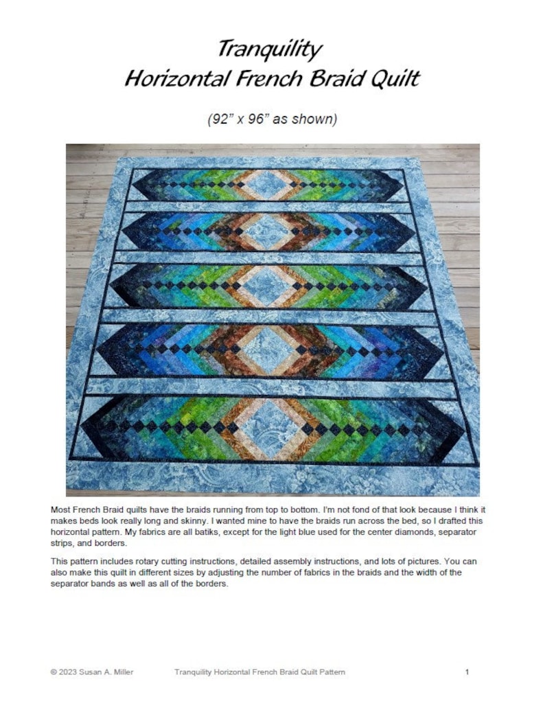 Tranquility - Horizontal French Braid Quilt PDF Pattern, Batik Fabrics ...