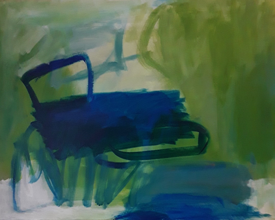 POOL PARTY 16 X 20 Unframed Original Painting on Canvas Blue and Green ...