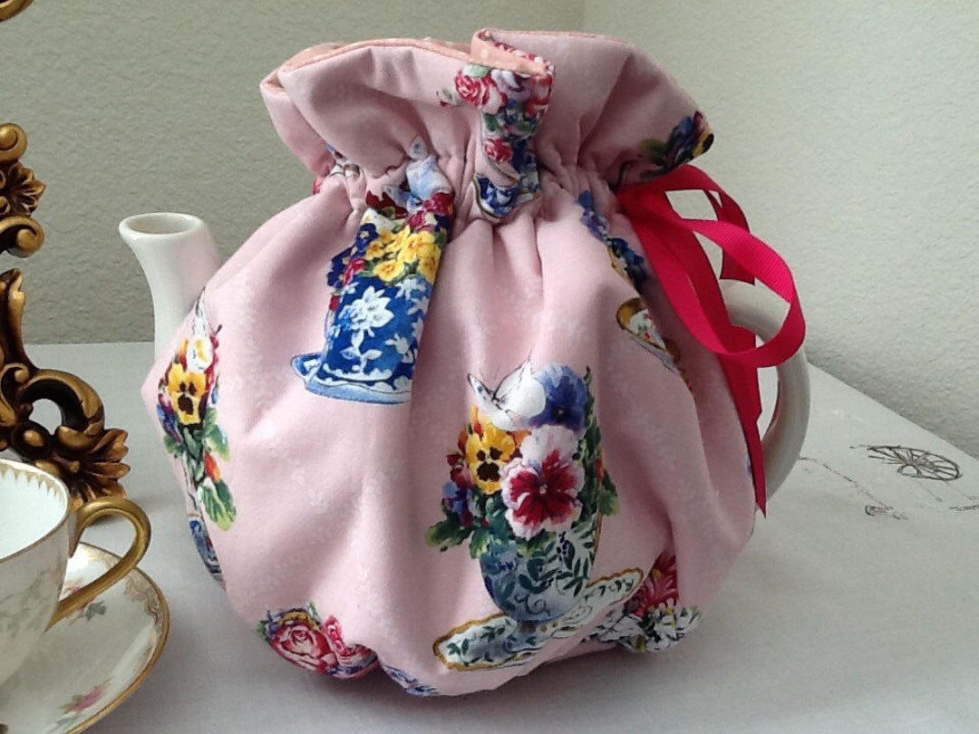Floral Tea Cozy: Pansy & Rose Print, English Cottage Style - Etsy