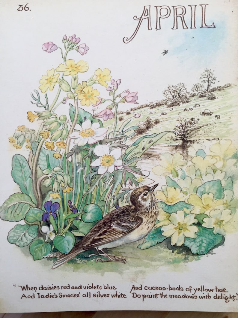 Vintage Book Plate Month of April Country Diary of an Edwardian Lady ...