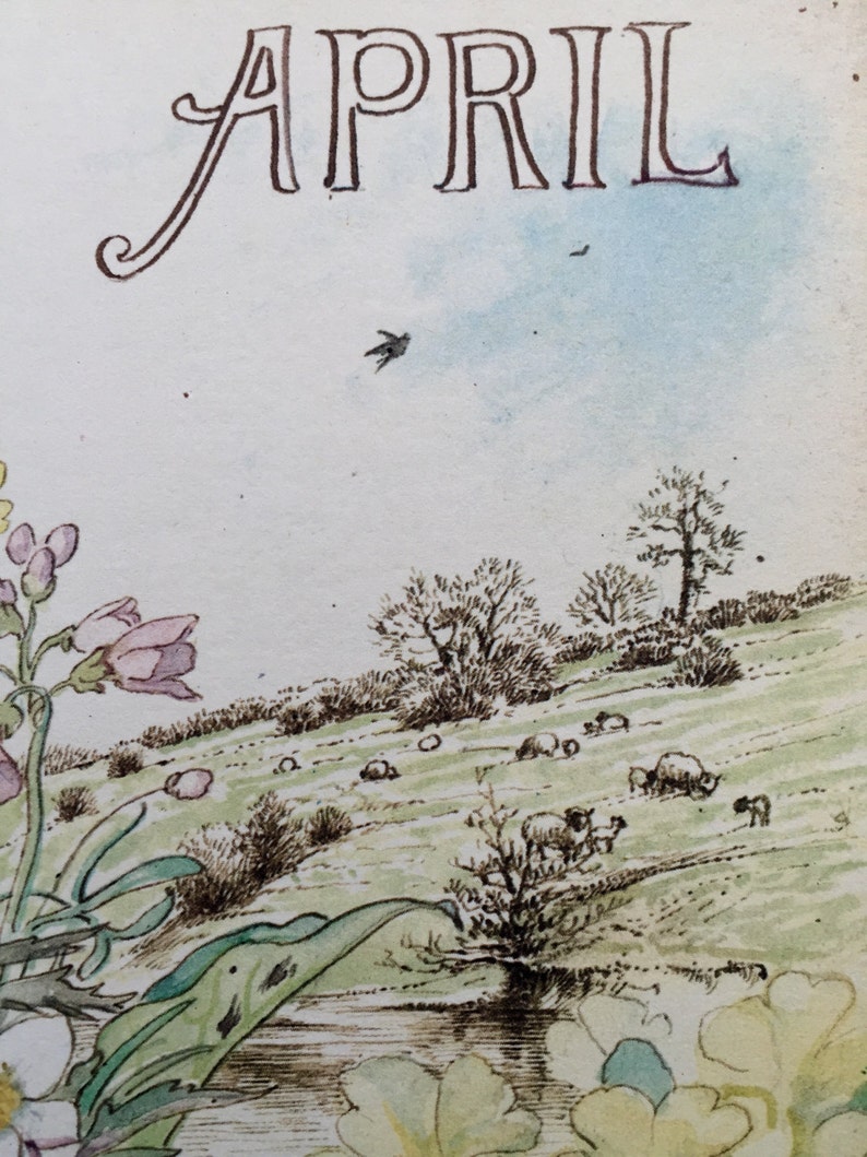 Vintage Book Plate Month of April Country Diary of an Edwardian Lady ...