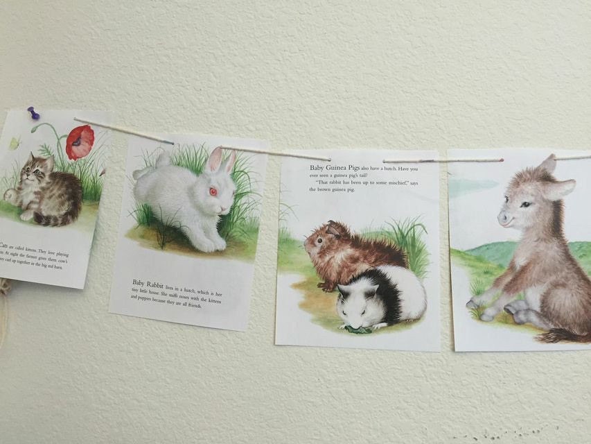 Baby Farm Animals Bunting - Nursery Garland - Repurposed Childrens ...
