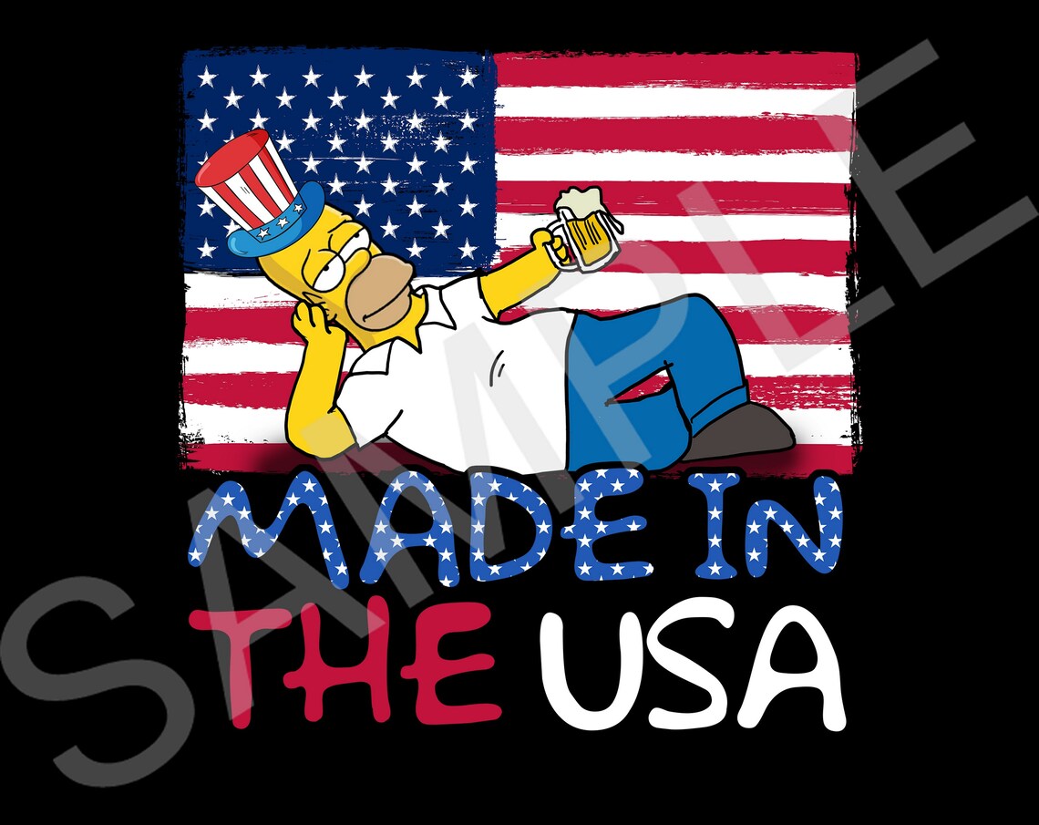 Made in the USA Homer Simpson Beer Independence Day 4th of July Png ...