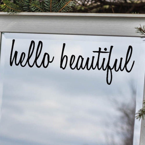 Hello Beautiful Bathroom Vinyl Decal / Mirror Vinyl Decal | Etsy
