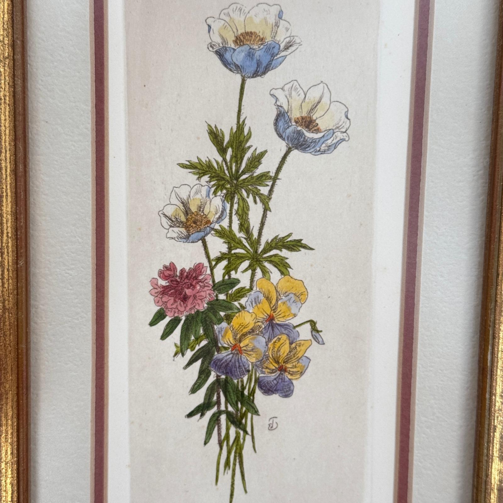 Vintage Botanical Prints Set of 4 Hand-colored Etchings Signed in ...