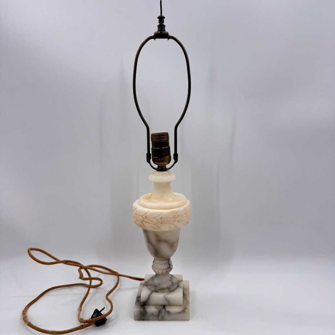 Vintage Alabaster Table Lamp – Marked "romania" – 21" - Etsy
