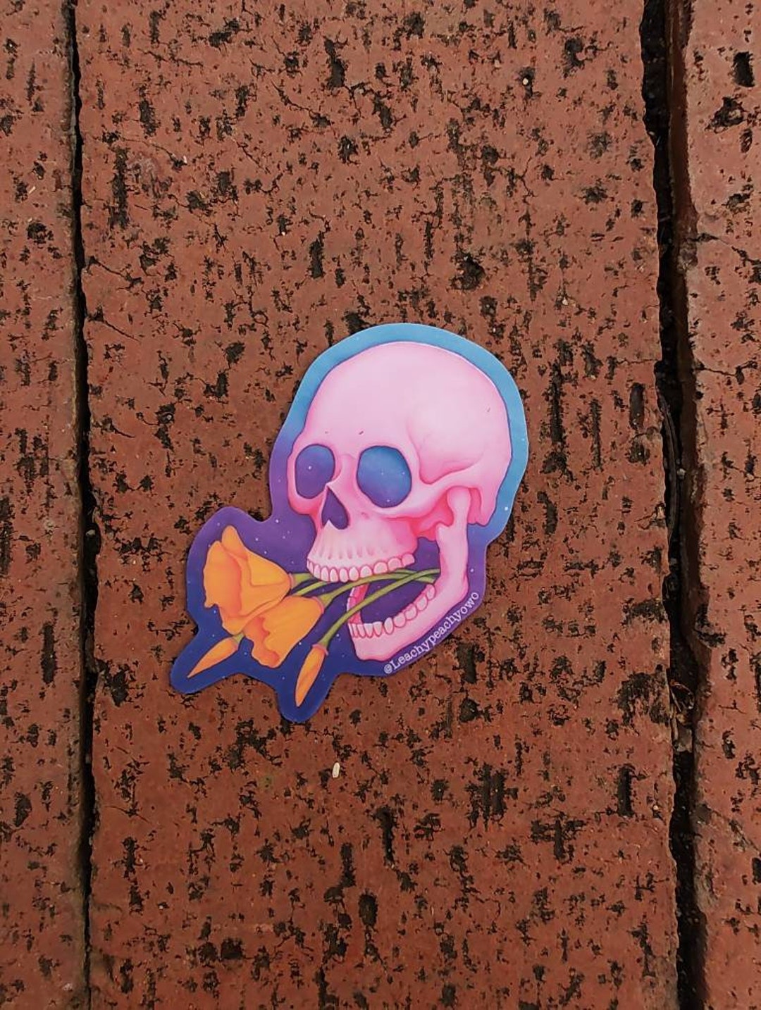 Pink Skull Sticker - Etsy