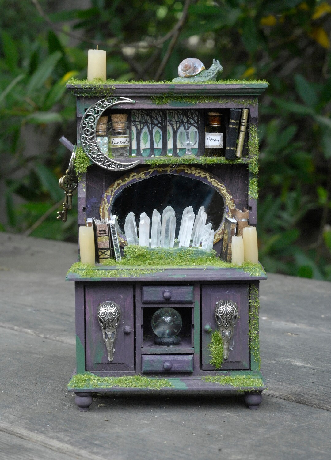 Crystal Fairy Witch Dollhouse Witchy Hutch Bookcase Miniature OOAK Cottagecore Crystal Fairy ...