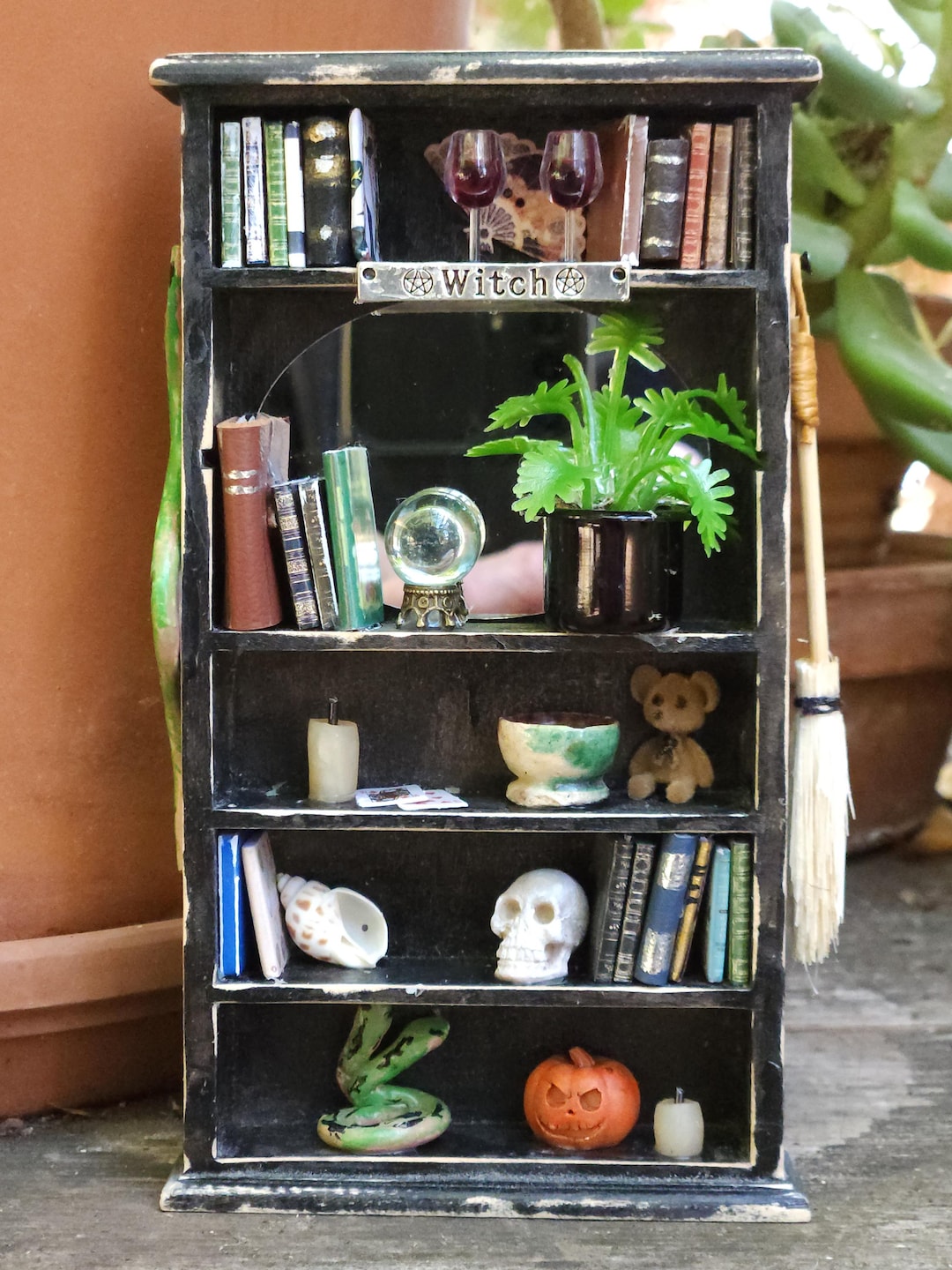 Witch Halloween Miniature Bookcase, 1:12 Scale Dollhouse Altar - Etsy