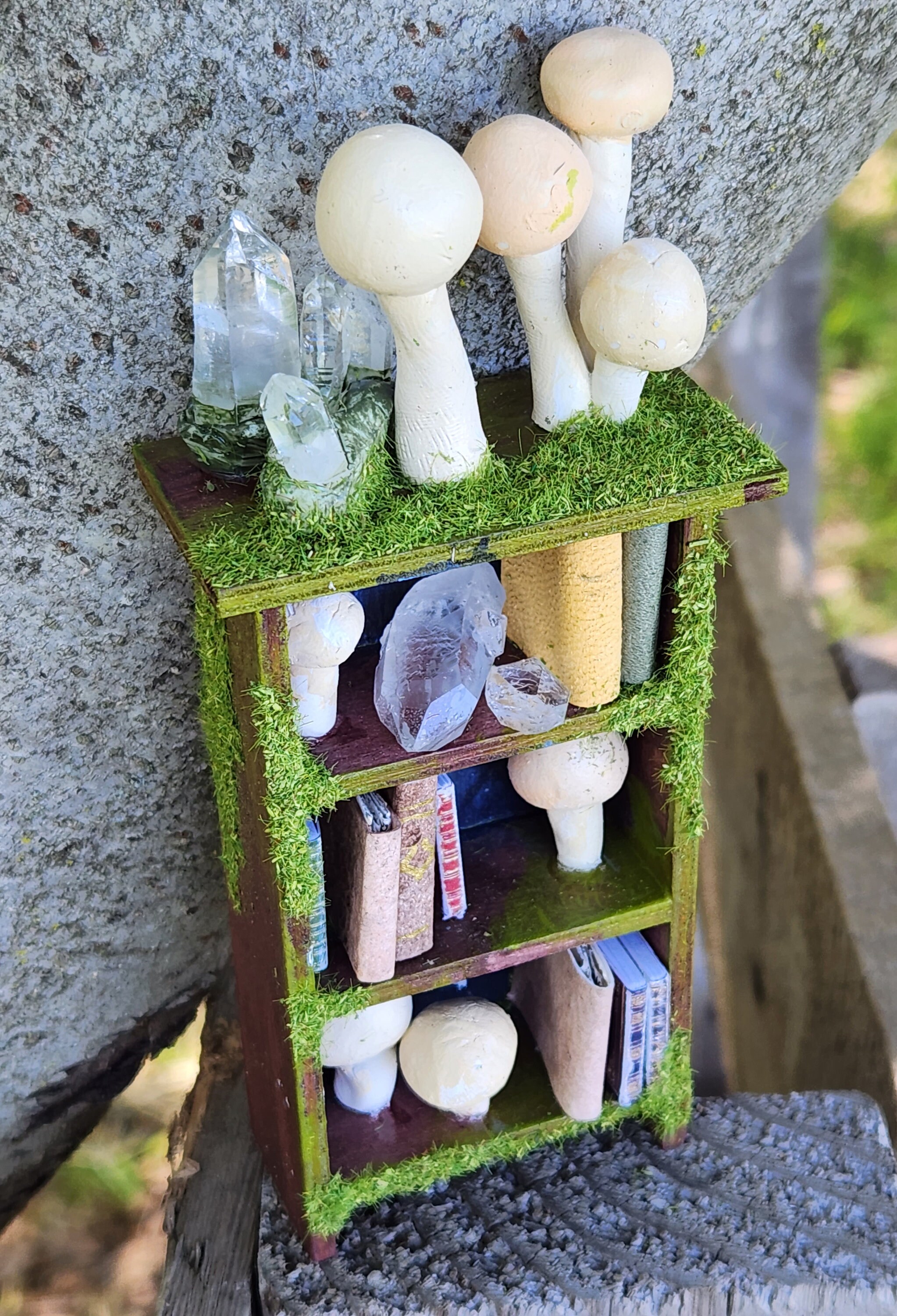 Cottagecore Crystal Fairy Bookcase Miniature Kitchen Decor Mushroom ...