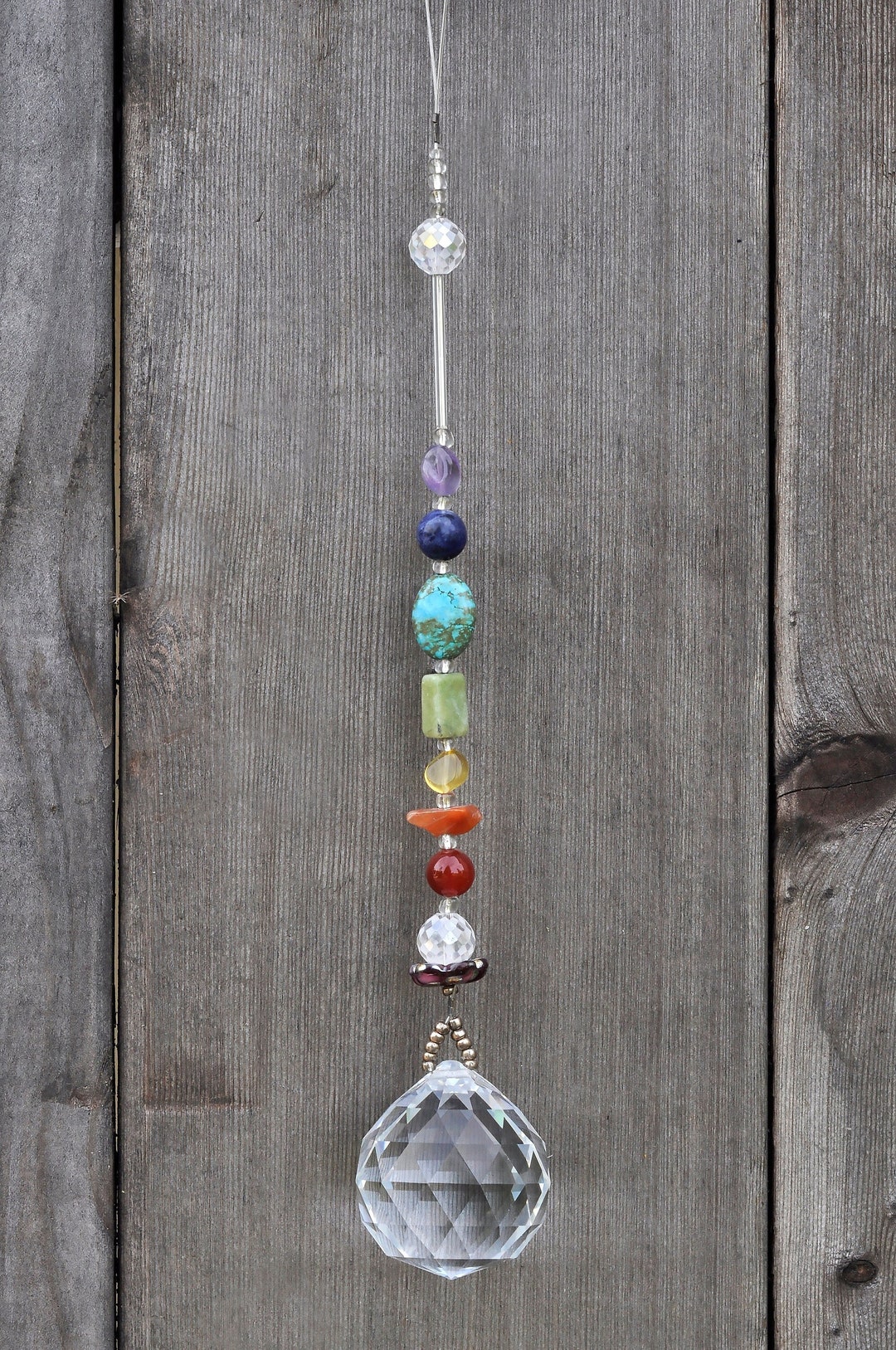 LARGE Chakra Suncatcher 40mm 67 Rainbow Maker Bohemian Round Cut ...