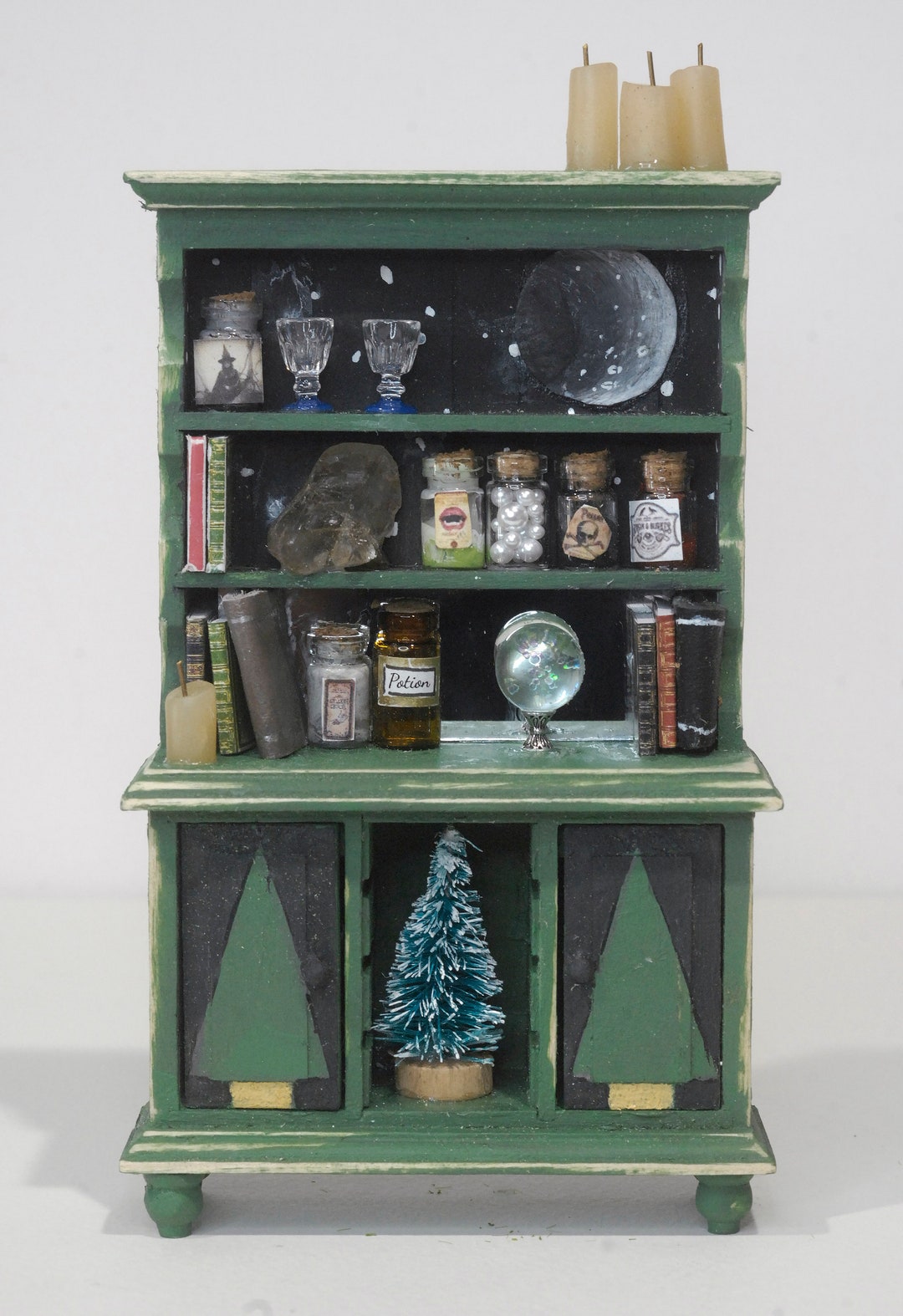 Miniature Dollhouse Magical Cottagecore Handmade Hutch / Bookcase 1:12 Ooak Altar #48 Elizabeth ...