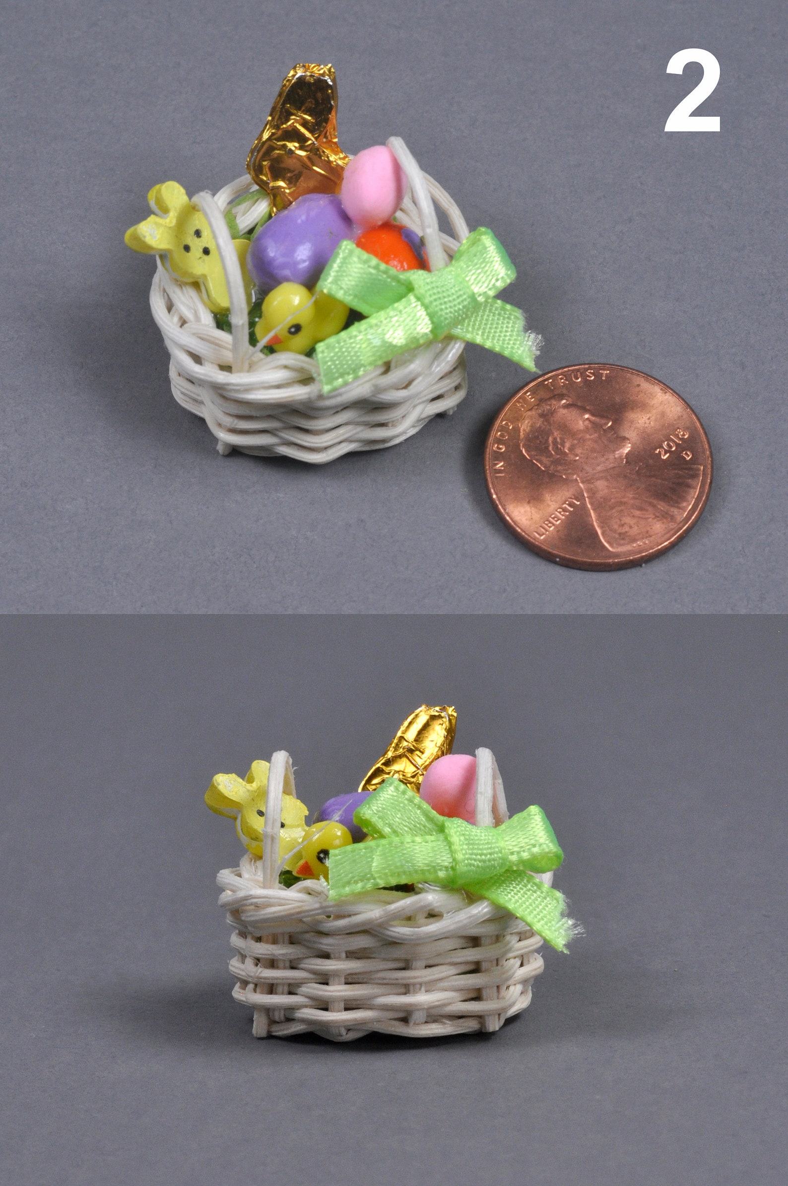 Tiny Miniature Easter Baskets 1:12 Scale, Dollhouse Easter Basket ...