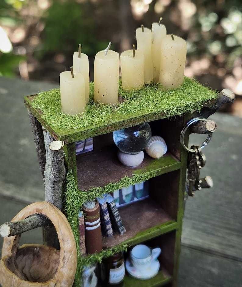 Crystal Fairy Witch Bookcase Miniature Dollhouse Cottagecore Ooak #42 ...