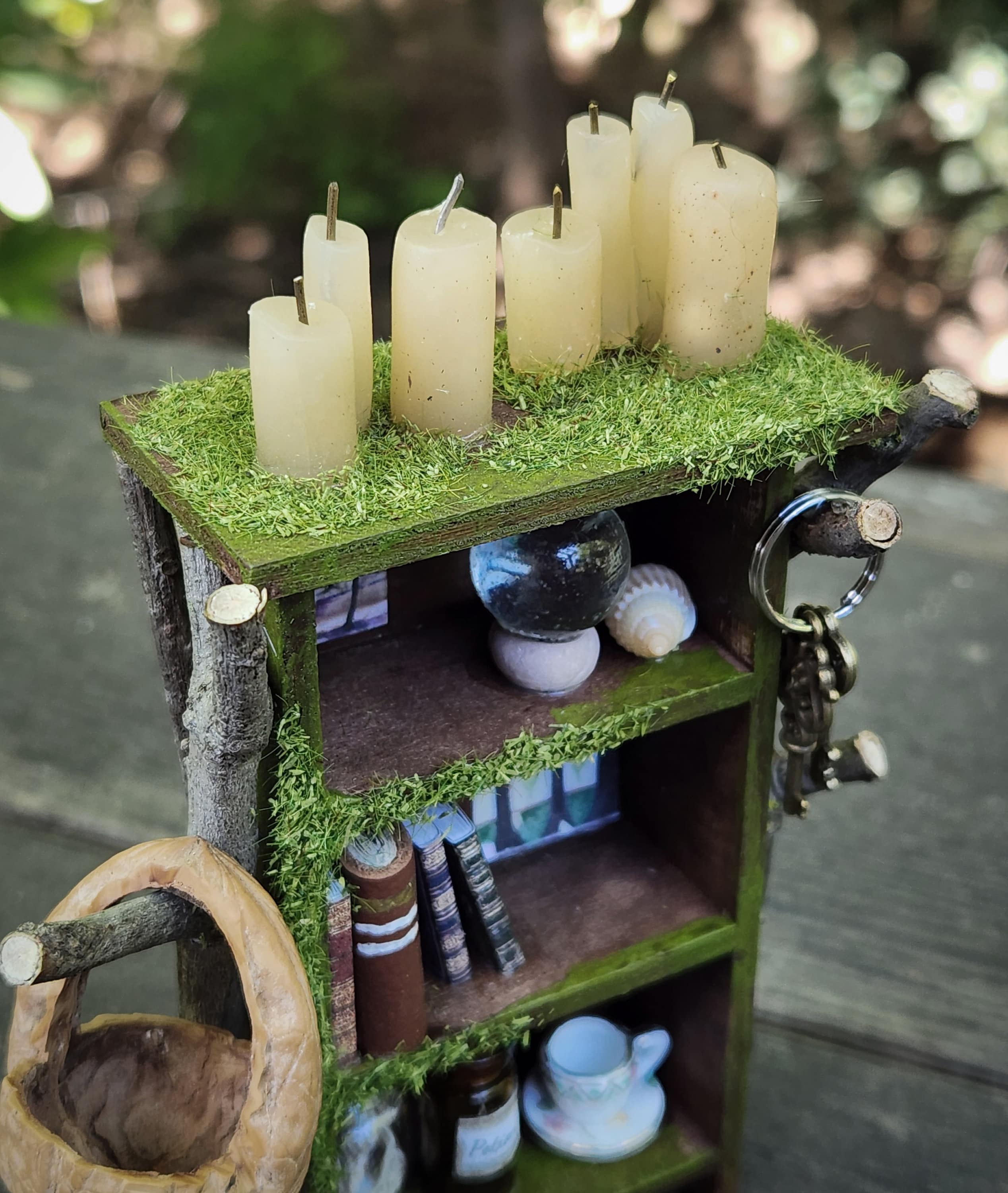 Crystal Fairy Witch Bookcase Miniature Dollhouse Cottagecore Ooak 42 ...