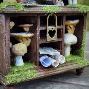 Mushroom Fairy Witch Dollhouse Witchy Hutch Bookcase Cottagecore Miniature OOAK Fairy Miniature ...