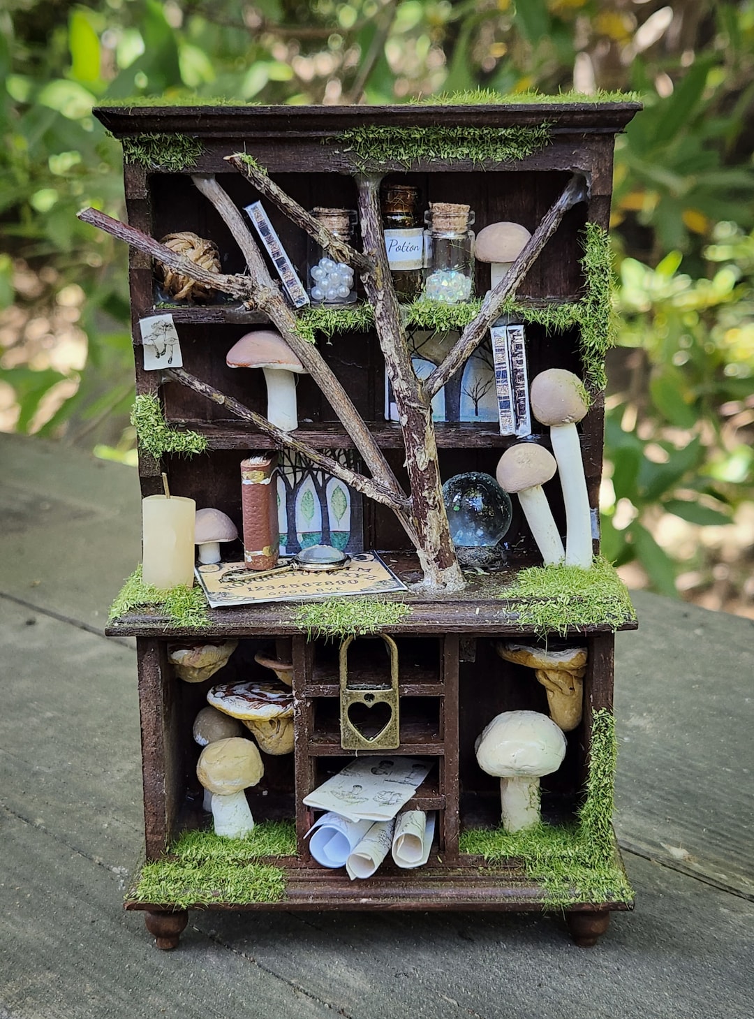Mushroom Fairy Witch Dollhouse Witchy Hutch Bookcase Cottagecore ...