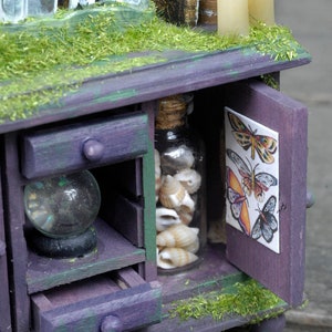 Crystal Fairy Witch Dollhouse Witchy Hutch Bookcase Miniature OOAK Cottagecore Crystal Fairy ...