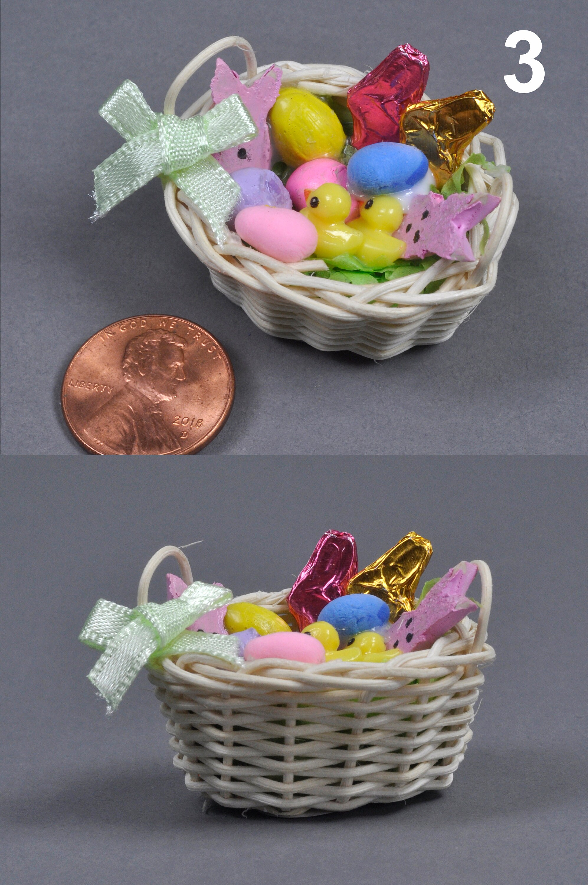 Tiny Miniature Easter Baskets 1:12 Scale, Dollhouse Easter Basket ...