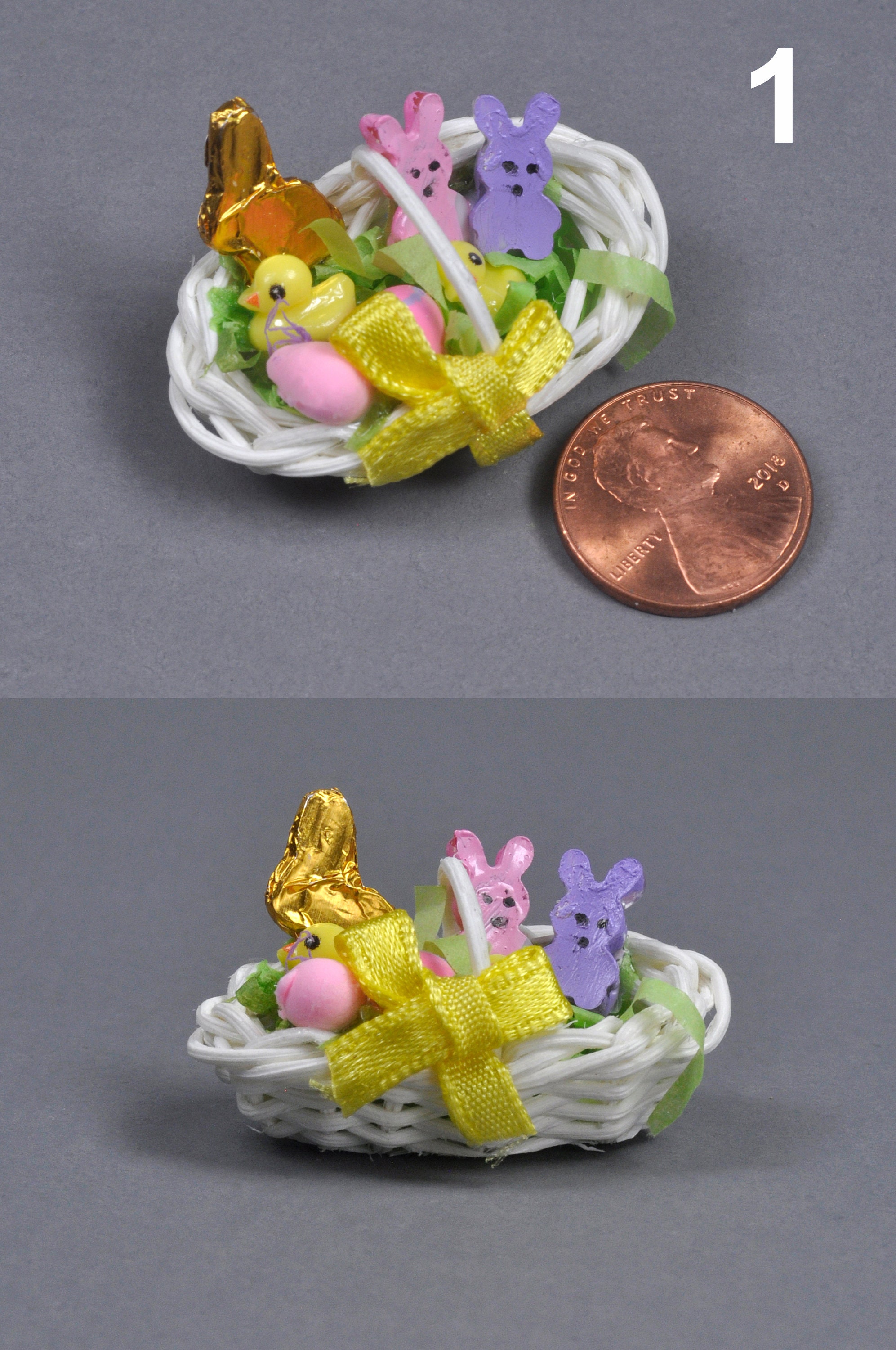 Tiny Miniature Easter Baskets 1:12 Scale, Dollhouse Easter Basket ...