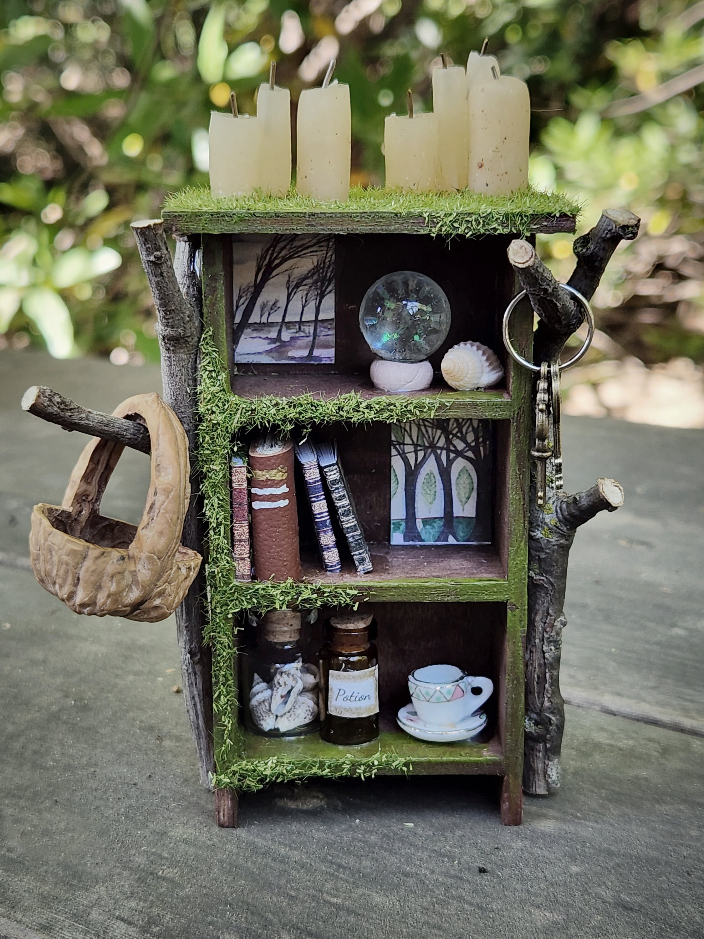 Crystal Fairy Witch Bookcase Miniature Dollhouse Cottagecore Ooak 42 ...